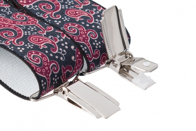 Navy Blue Paisley Braces | Paisley Trouser Braces - Gents Shop